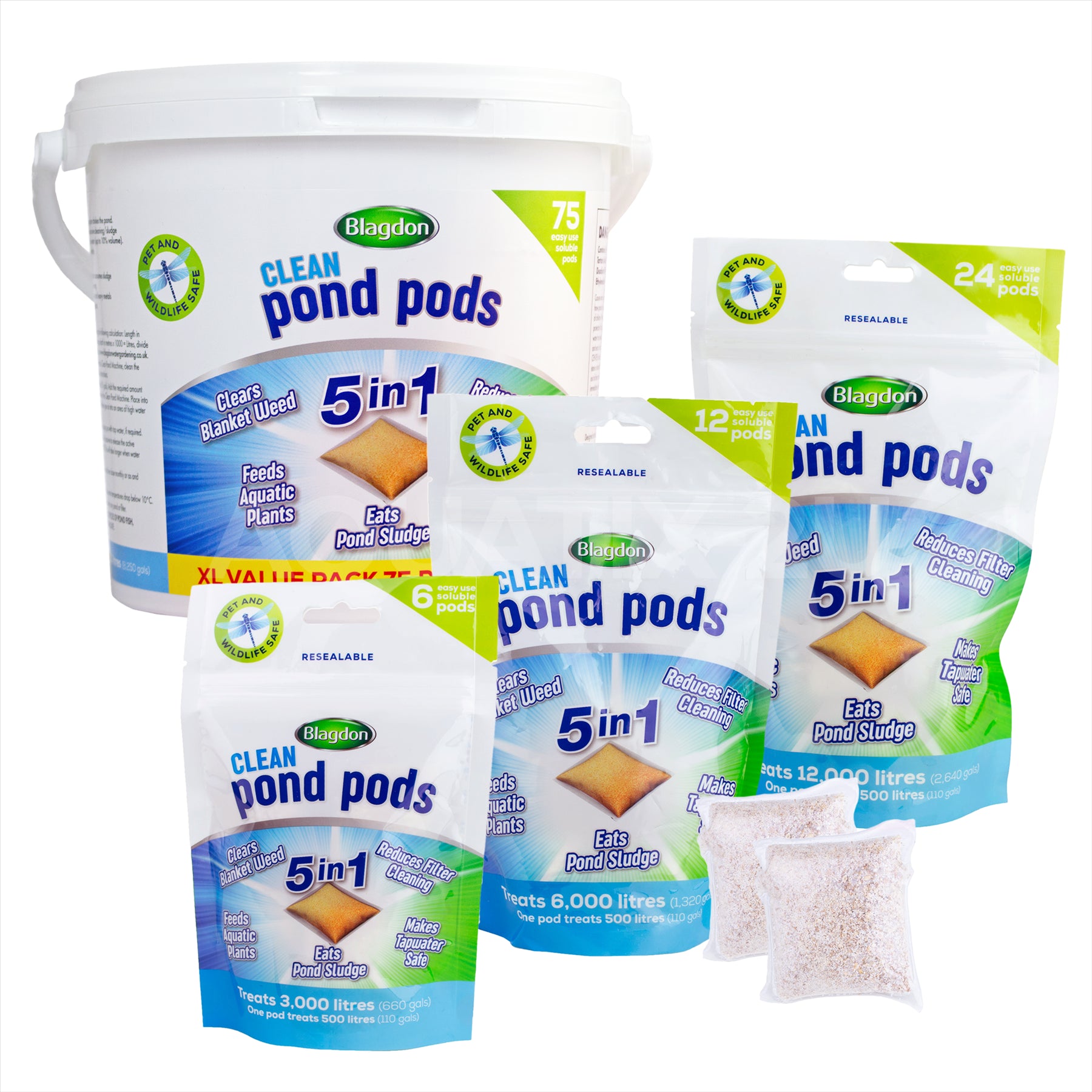 Blagdon Clean Pond 5 in 1 Clean Pods | Soluble Water Treatment Filter