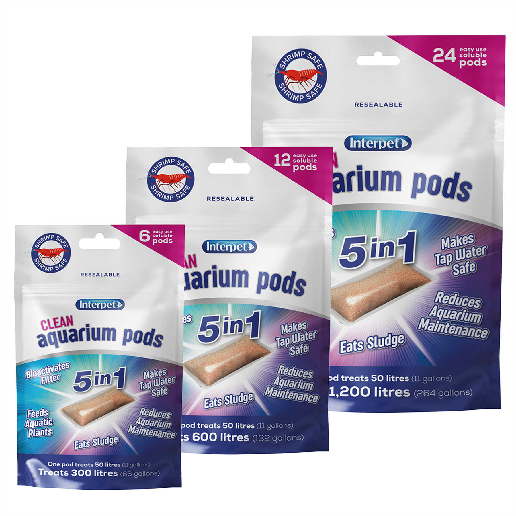 Interpet Clean Aquarium Pods - Easy Fish Tank Cleaning & Water Treatment