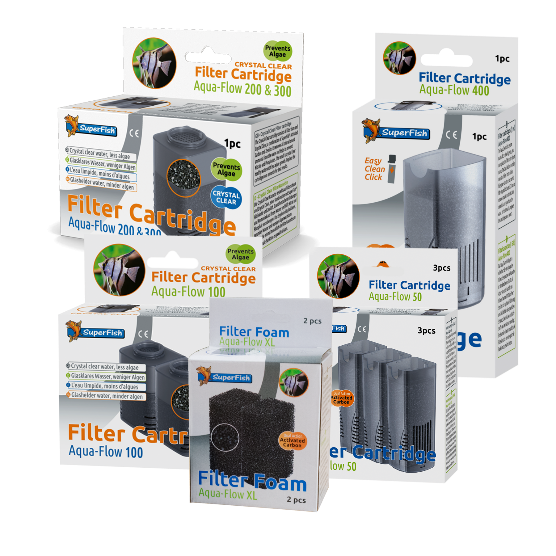 Superfish Aqua Flow Easy Click Replacement Cartridges Internal Filter