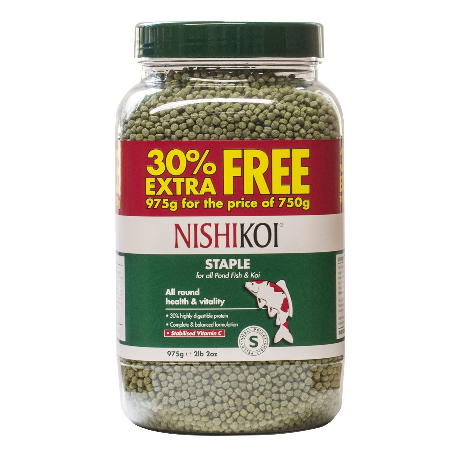 Nishikoi Staple 975g (750+30% Extra) Small Pellet Koi Fish Food